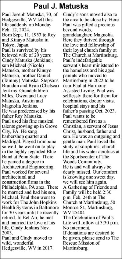 Paul J. Matuska | Obituaries | journal-news.net