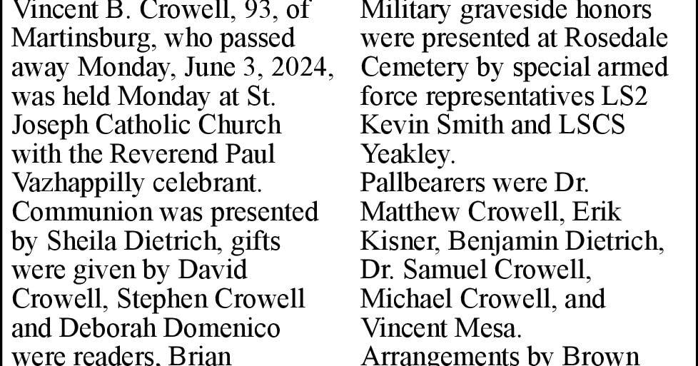 Vincent Crowell Military Rites | Obituaries | journal-news.net