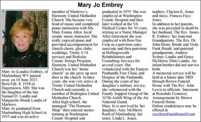 Mary Jo Embrey | Obituaries | journal-news.net