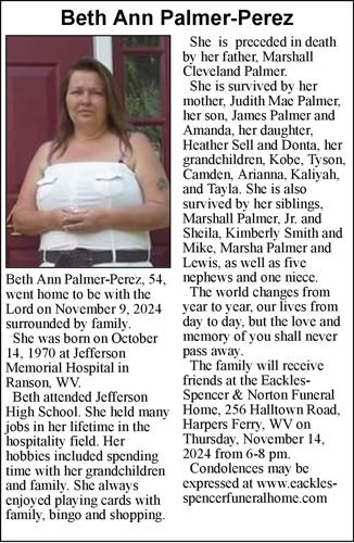 Beth Ann Palmer-Perez | Obituaries | journal-news.net