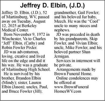 Jeffrey D. Elbin, (J.D.) | Obituaries | journal-news.net