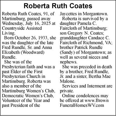 Roberta Ruth Coates | Obituaries | journal-news.net