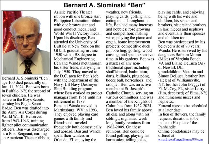 Bernard A. Slominski “Ben” | Obituaries | journal-news.net