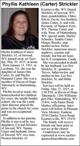 Phyllis Kathleen (Carter) Strickler | Obituaries | journal-news.net