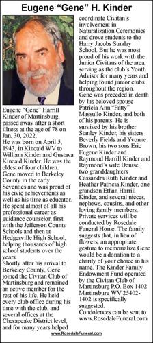 Eugene “Gene” H. Kinder | Obituaries | journal-news.net
