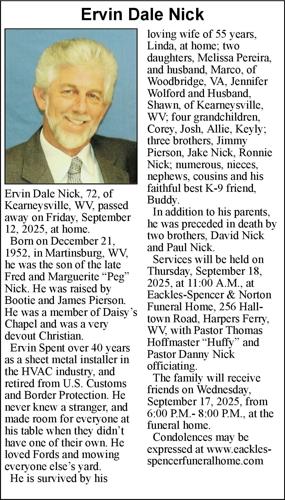 Ervin Dale Nick | Obituaries | journal-news.net