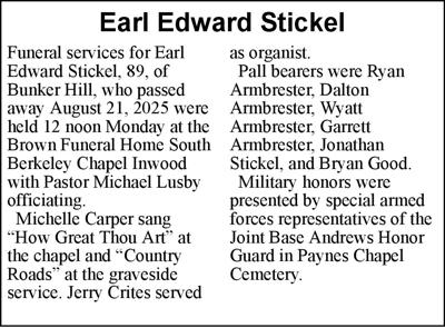 Earl Edward Stickel | Obituaries | journal-news.net