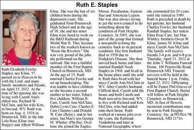 Ruth E. Staples | Obituaries | journal-news.net