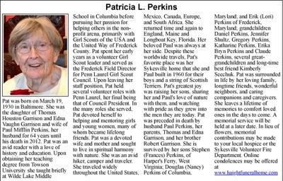 Patricia L. Perkins | Obituaries | journal-news.net
