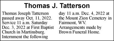 Thomas J. Tatterson | Obituaries | journal-news.net