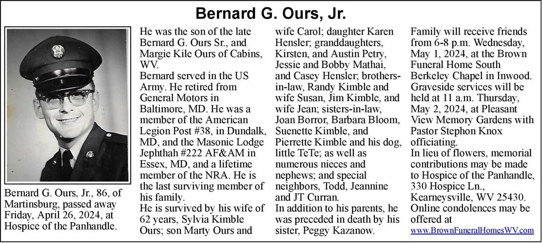 Bernard G. Ours, Jr. | Obituaries | journal-news.net