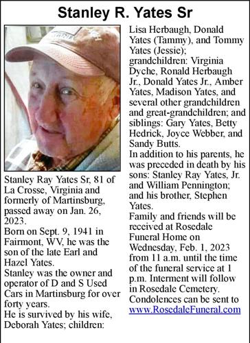Stanley R. Yates Sr | Obituaries | journal-news.net