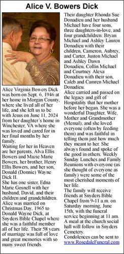 Alice V. Bowers Dick | Obituaries | journal-news.net