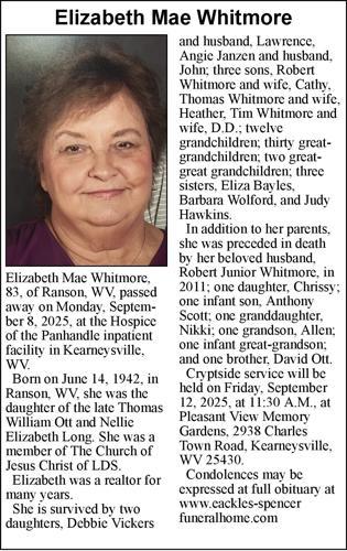 Elizabeth Mae Whitmore | Obituaries | journal-news.net