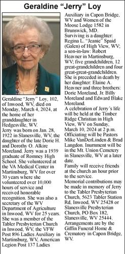 Geraldine “Jerry” Loy | Obituaries | journal-news.net