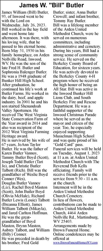 James W. "Bill" Butler | Obituaries | journal-news.net