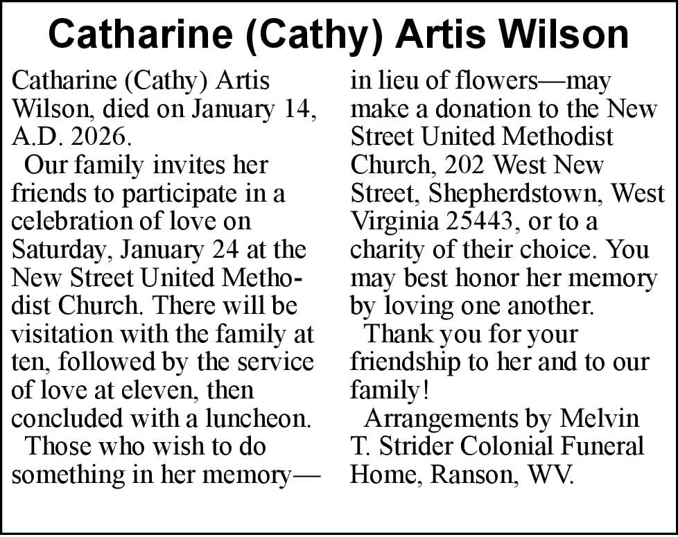 Catharine (Cathy) Artis Wilson | Obituaries | journal-news.net