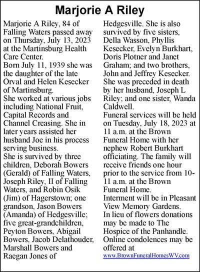 Marjorie A Riley | Obituaries | journal-news.net