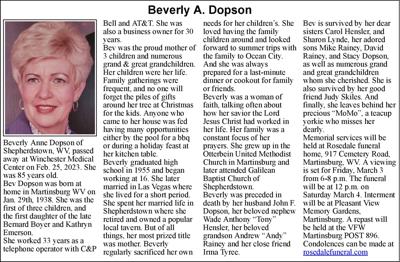 Beverly A. Dopson | Obituaries | journal-news.net