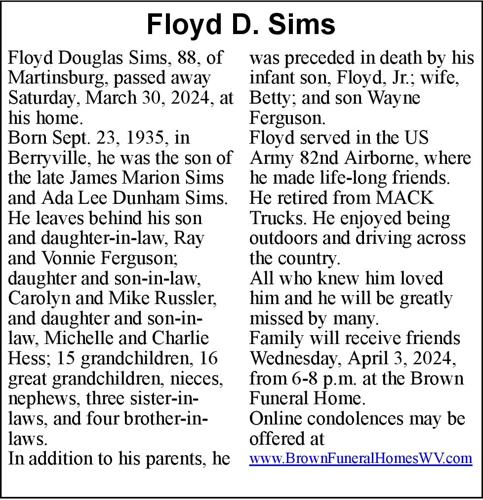 Floyd D. Sims | Obituaries | journal-news.net