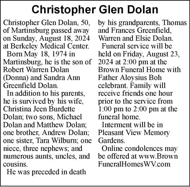Christopher Glen Dolan | Obituaries | journal-news.net
