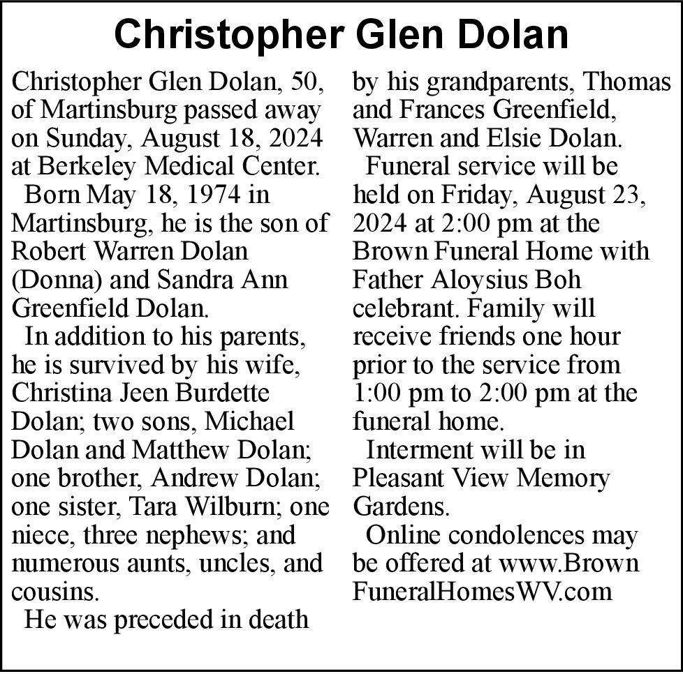 Christopher Glen Dolan | Obituaries | journal-news.net