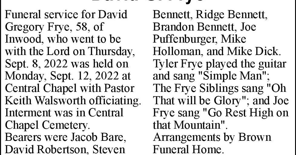 David G. Frye | Obituaries | journal-news.net