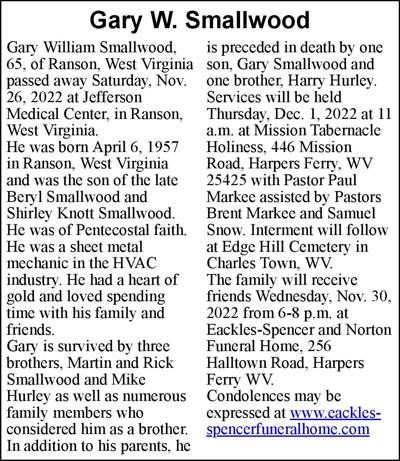 Gary W. Smallwood | Obituaries | journal-news.net