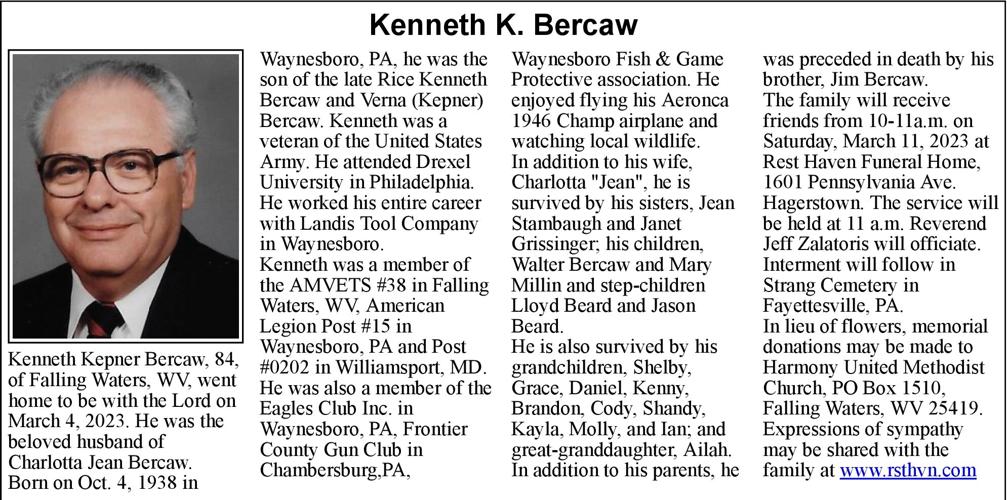Kenneth K. Bercaw | Obituaries | journal-news.net