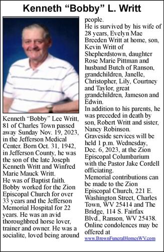 Kenneth “Bobby” L. Writt | Obituaries | journal-news.net