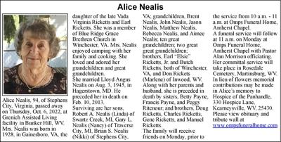 Alice Nealis | Obituaries | journal-news.net