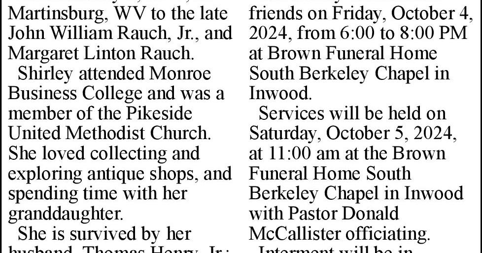 Shirley Rauch Henry | Obituaries | journal-news.net