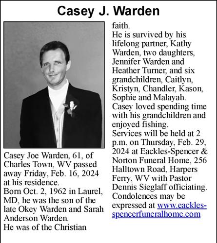 Casey J. Warden | Obituaries | journal-news.net
