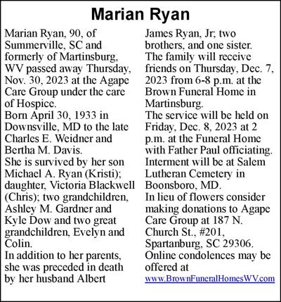 Marian Ryan | Obituaries | journal-news.net
