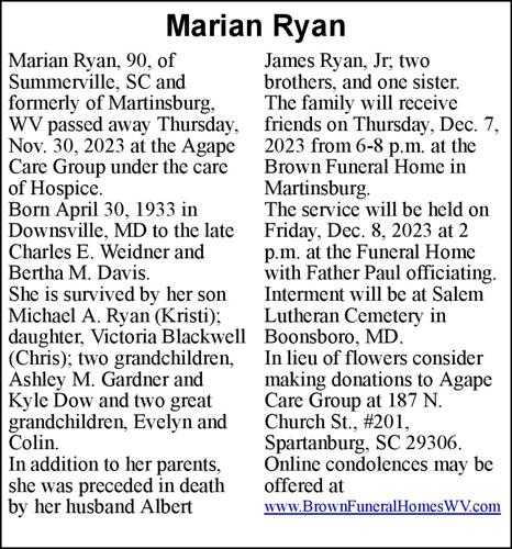 Marian Ryan | Obituaries | journal-news.net