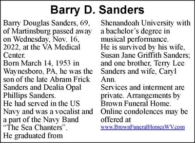 Barry D. Sanders | Obituaries | journal-news.net