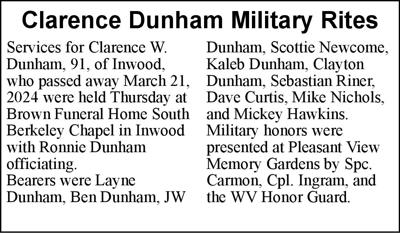 Clarence Dunham Military Rites | Obituaries | journal-news.net