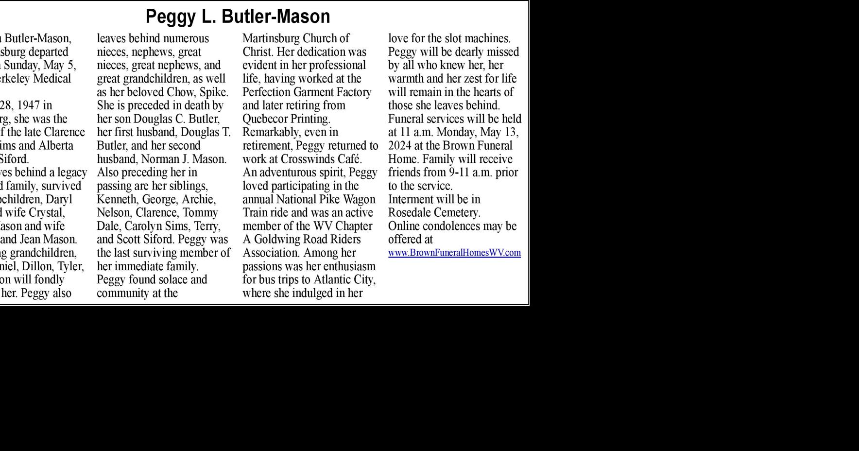 Peggy L. Butler-Mason | Obituaries | journal-news.net