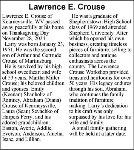 Lawrence E. Crouse | Obituaries | journal-news.net