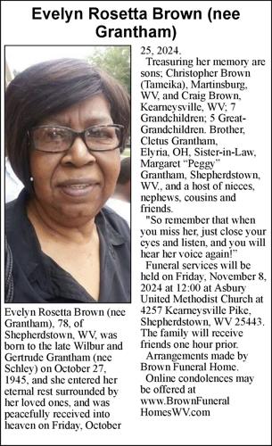 Evelyn Rosetta Brown (nee Grantham) | Obituaries | journal-news.net