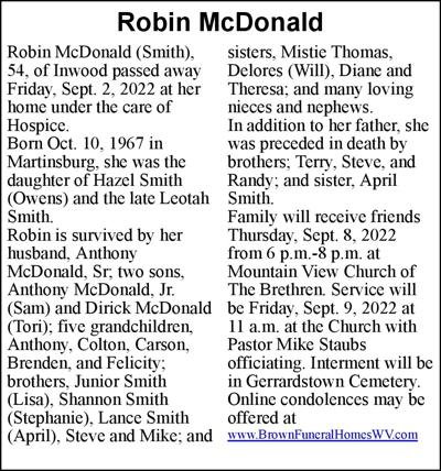 Robin McDonald | Obituaries | journal-news.net