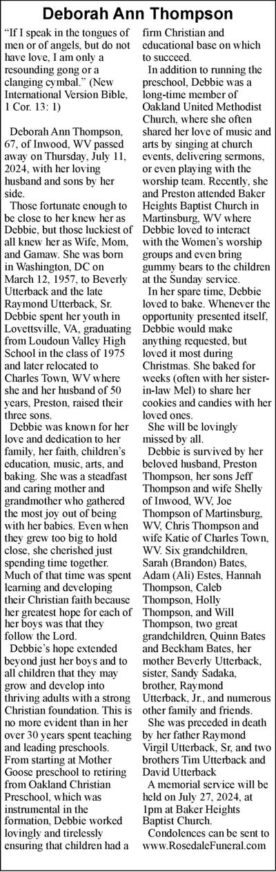 Deborah Ann Thompson | Obituaries | journal-news.net