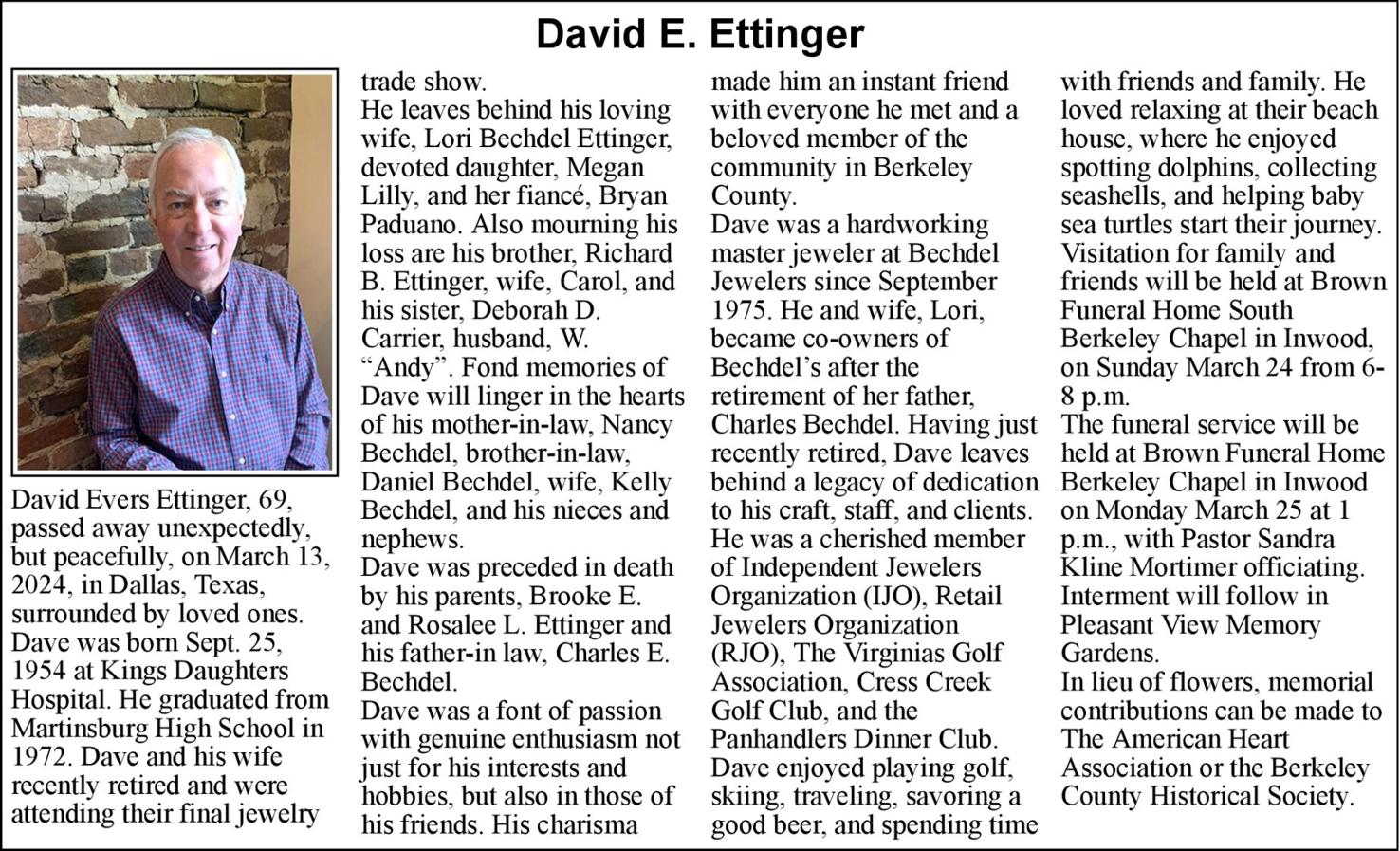 David E. Ettinger | Obituaries | journal-news.net