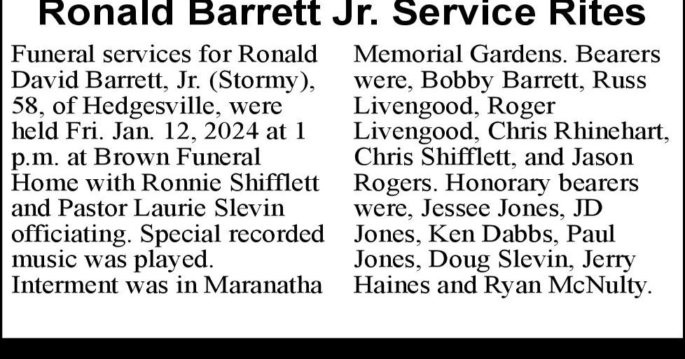 Ronald Barrett Jr. Service Rites | Obituaries | journal-news.net