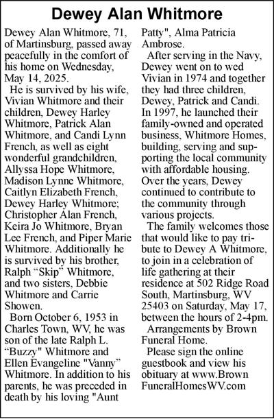 Dewey Alan Whitmore | Obituaries | journal-news.net