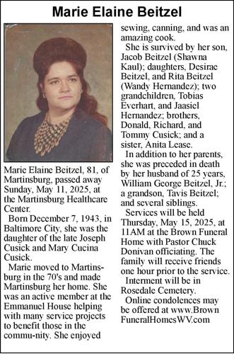 Marie Elaine Beitzel | Obituaries | journal-news.net