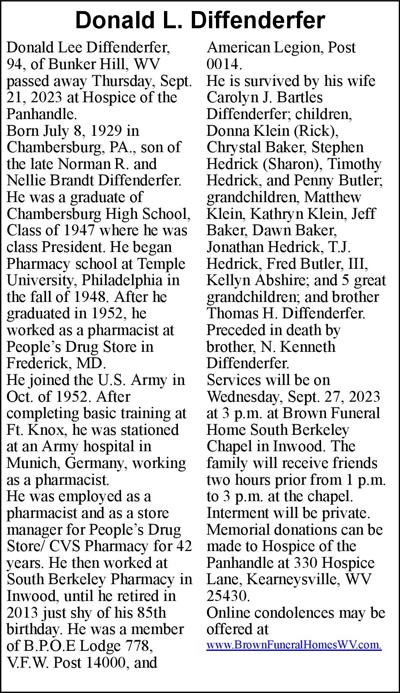 Donald L. Diffenderfer | Obituaries | journal-news.net