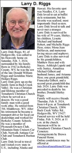 Larry D. Riggs | Obituaries | journal-news.net