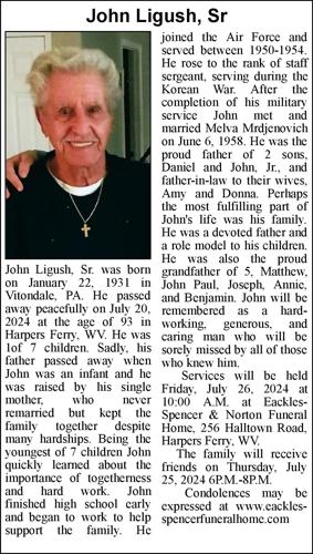 John Ligush, Sr | Obituaries | journal-news.net