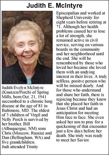 Judith E. McIntyre | Obituaries | journal-news.net